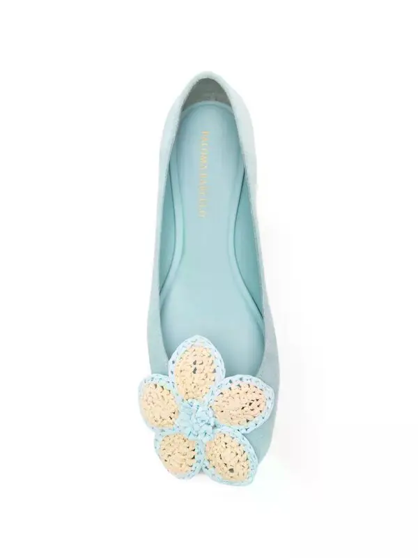 PALOMA BARCELO Flower-appliqué Suede Ballet Flats