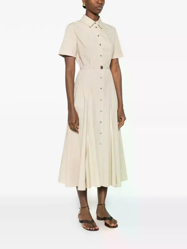 Tory Burch Belted Short-sleeve Midi Shirt Dress