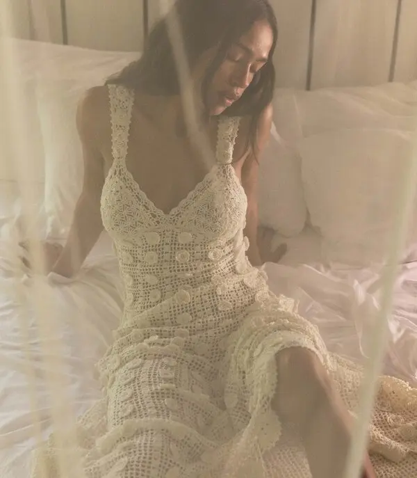 DÔEN Aristea Crochet Maxi Dress - Pearl
