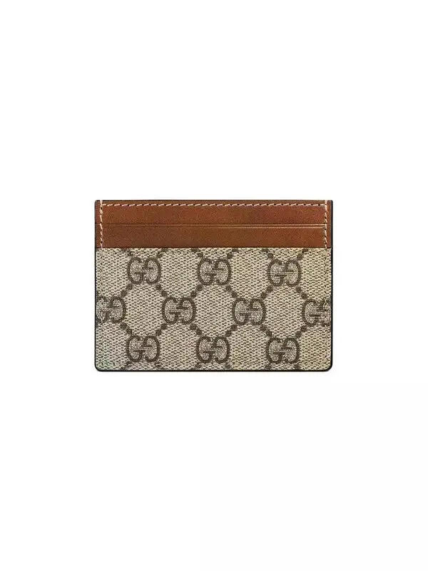Gucci Gg Supreme Card Case - Brown