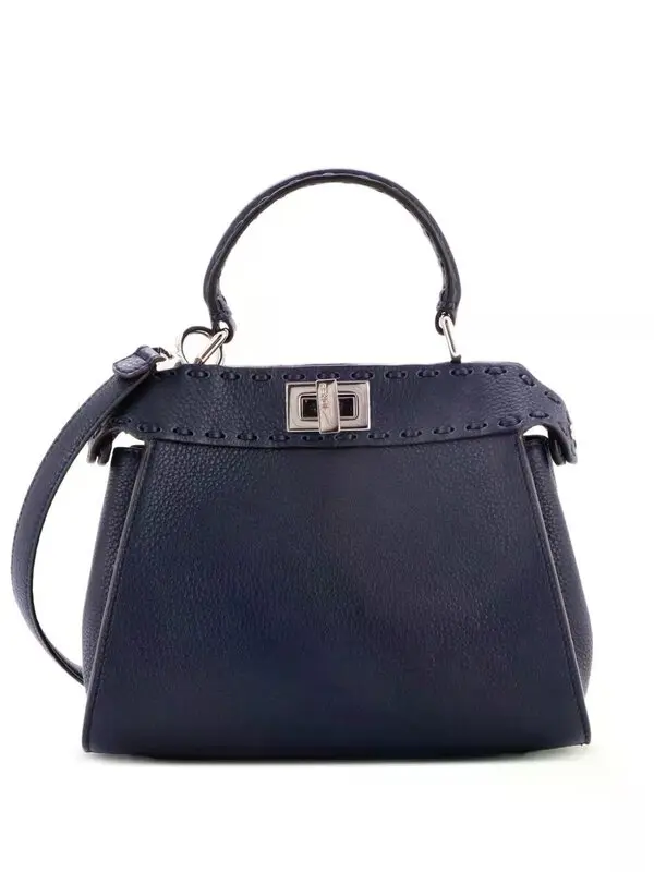 Fendi Selleria Peekaboo Iseeu Leather Petite Satchel - Blue