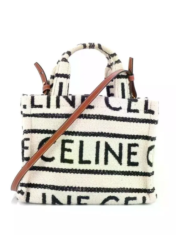 Celine All Over Logo Textile Small Tote Bag - Neutrals
