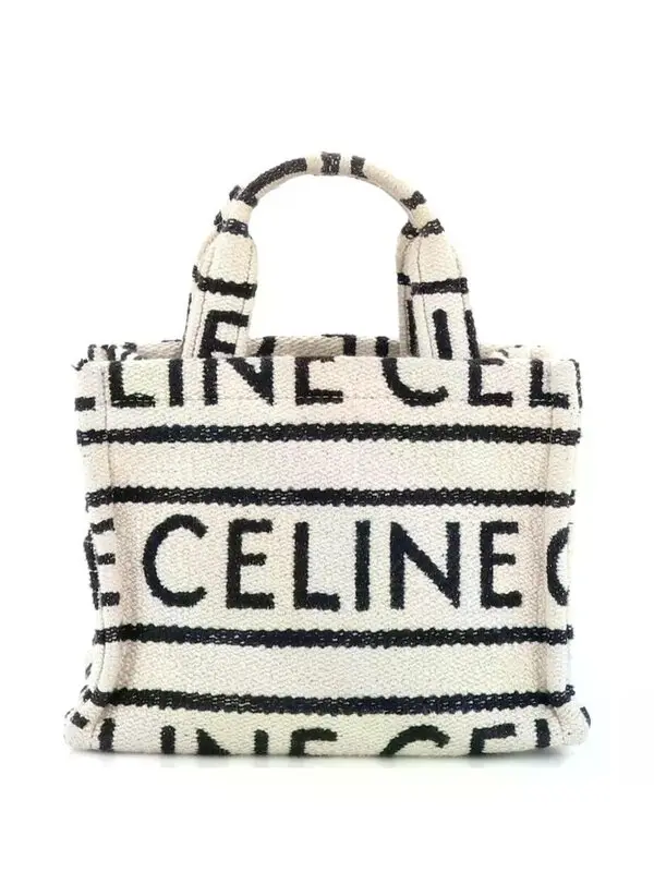 Celine All Over Logo Textile Small Tote Bag - Neutrals