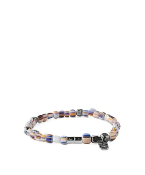 Paul Smith Embellished Bead Bracelet With Logo Plate - Multicolor