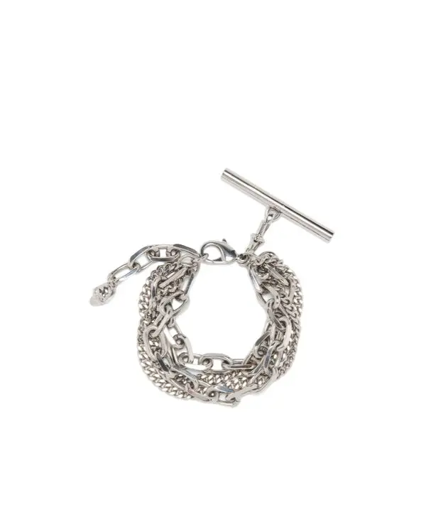 Alexander McQueen Sling Cross-bar Chain-detailed Bracelet - Palladium
