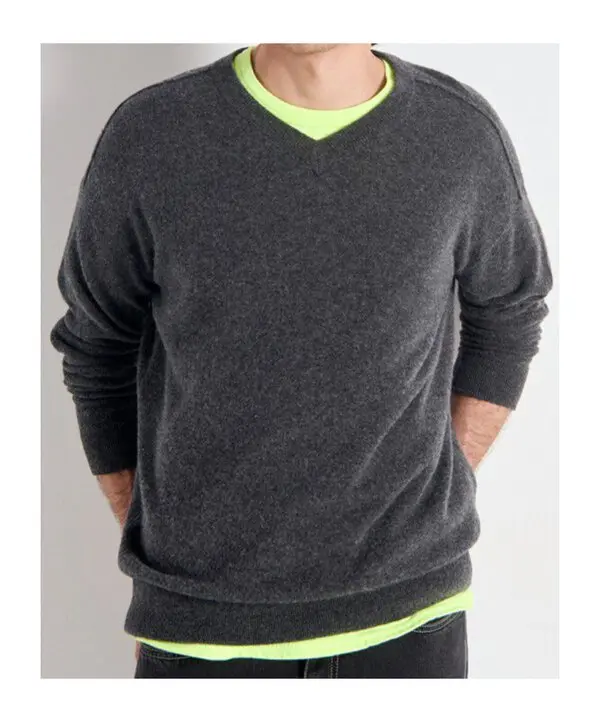 American Vintage V-neck Wool Sweater With Ribbed Cuffs