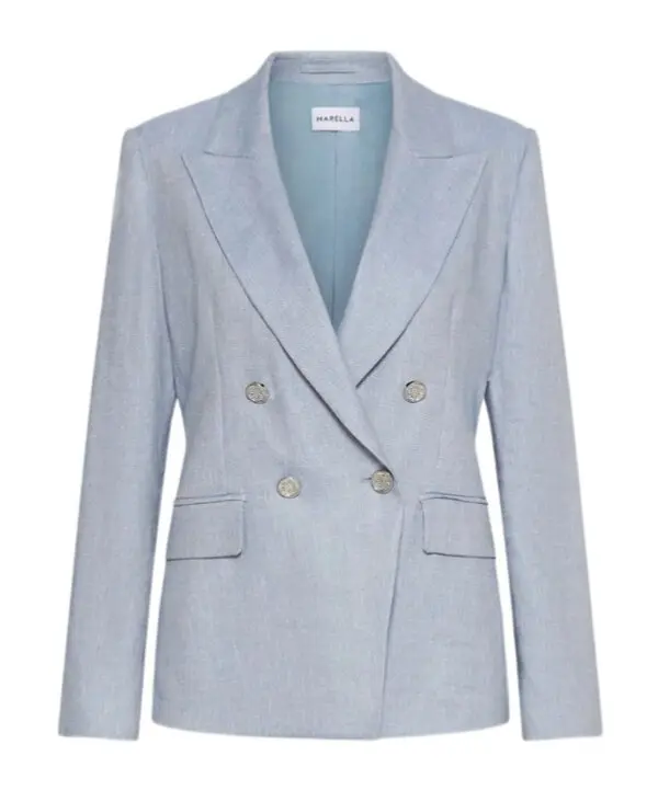 Marella Herringbone Linen-blend Blazer