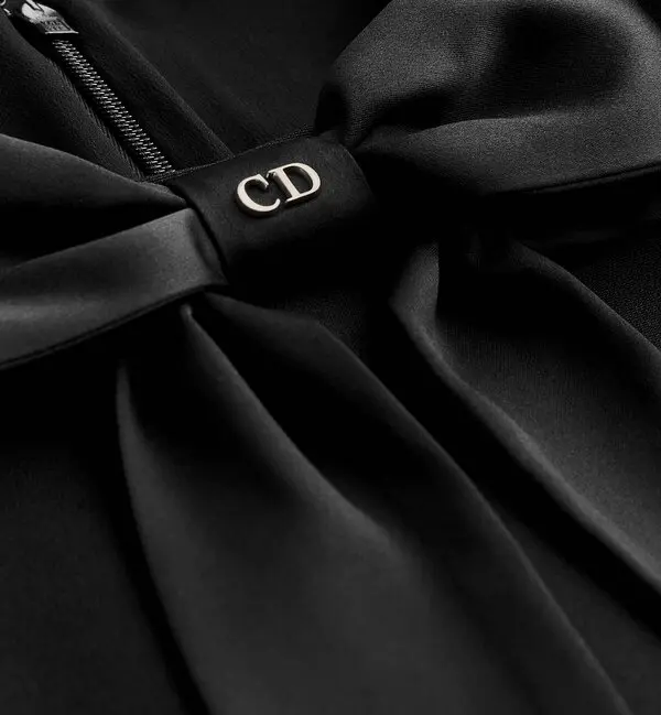 Dior Mid-length Belted Dress With Cd Signature Bow