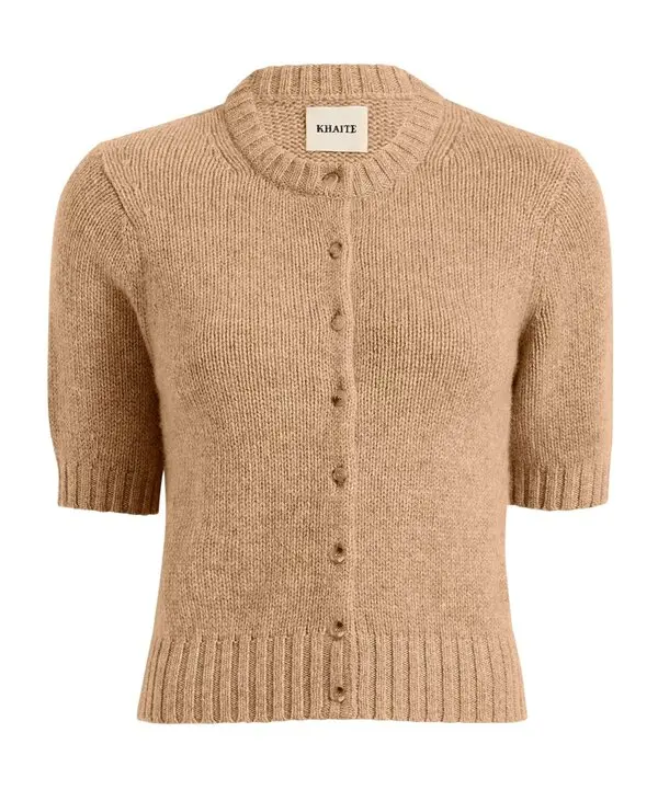 Khaite Nora Short-sleeved Cashmere Cardigan - Biscotti
