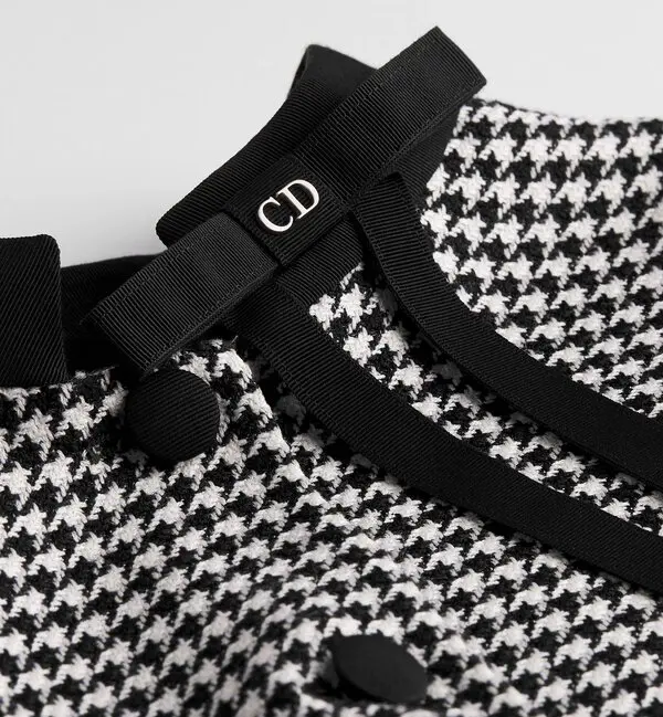 Dior Cropped Jacket With Houndstooth Pattern And Bow Detail