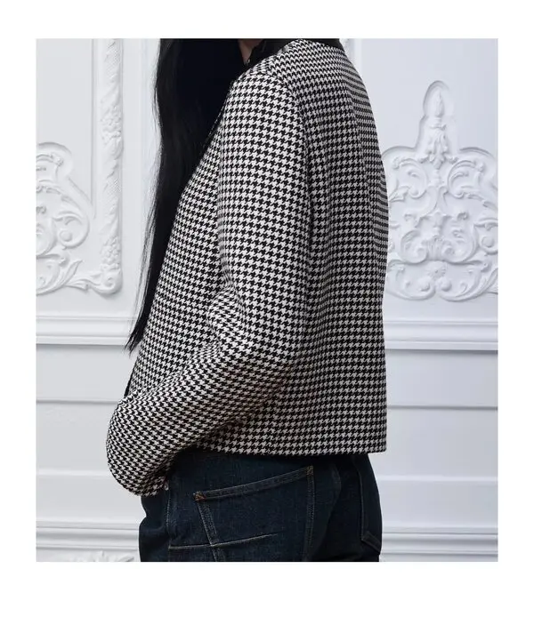 Dior Cropped Jacket With Houndstooth Pattern And Bow Detail
