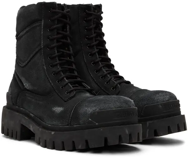Balenciaga Worn-out Effect Combat Boots