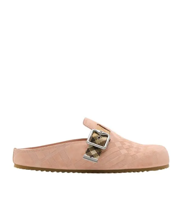 Burberry Round Toe Mules With Buckle Detailing