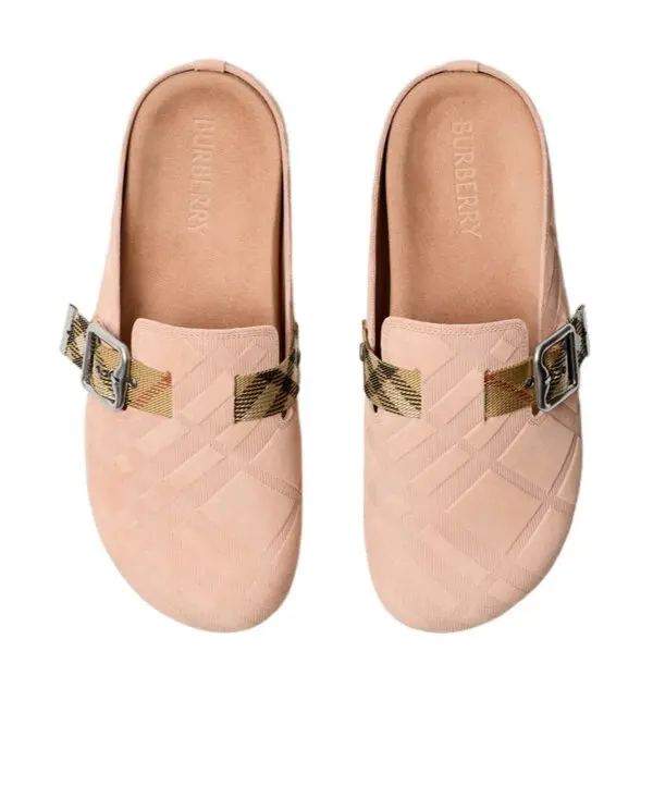 Burberry Round Toe Mules With Buckle Detailing