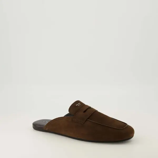 Prada Suede Round Toe Mules