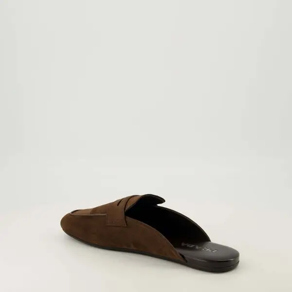 Prada Suede Round Toe Mules