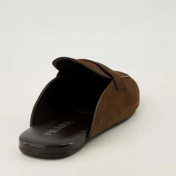 Prada Suede Round Toe Mules
