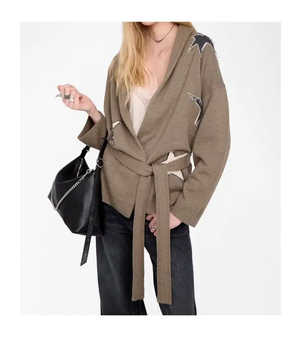 Zadig&Voltaire Star Intarsia Belted Cardigan