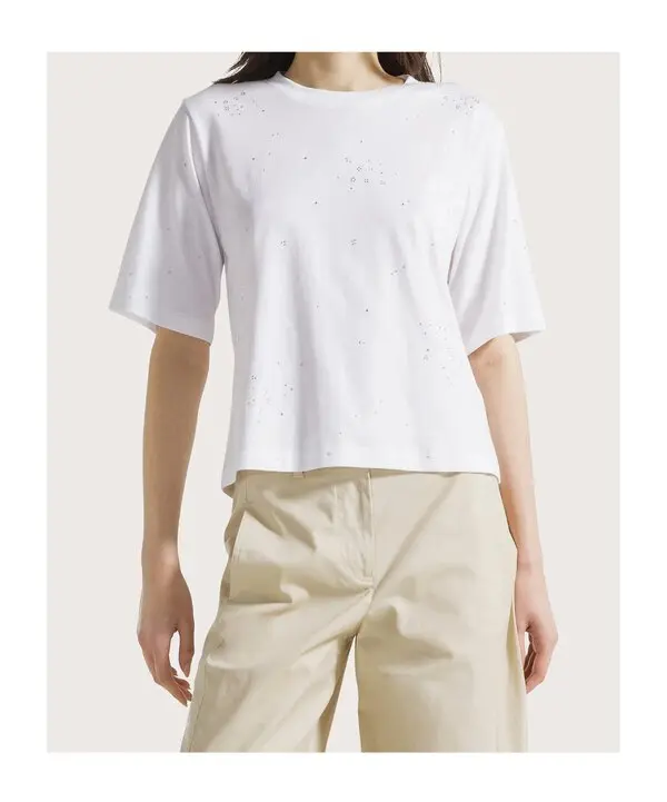 Seventy Boxy Laser-cut T-shirt With Rhinestone Appliqués