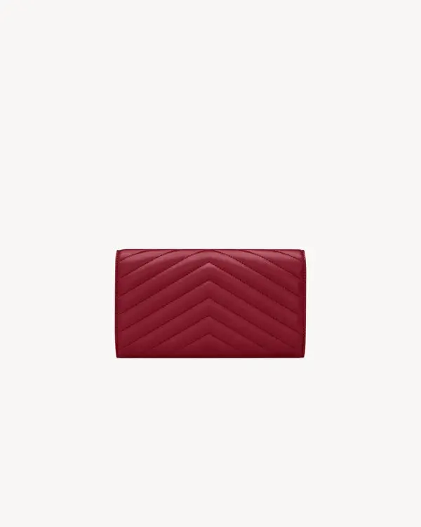 Saint Laurent Cassandre Large Flap Wallet In Lambskin - Deep Red