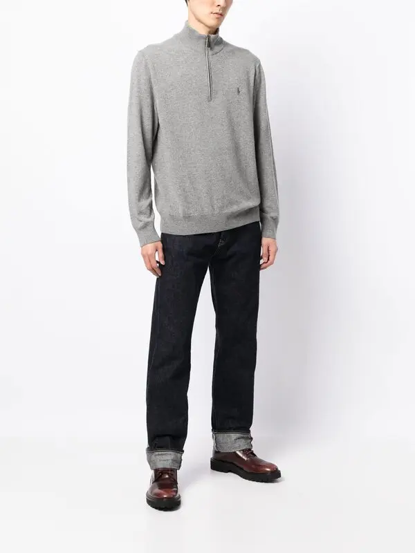 Polo Ralph Lauren Half-zip Jumper With Embroidered Pony - Gray