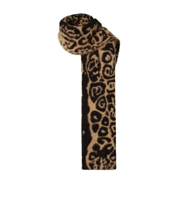Fendi Beige And Black Leo Wool Scarf