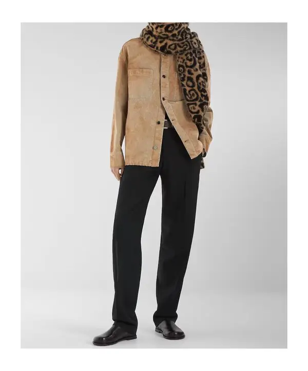 Fendi Beige And Black Leo Wool Scarf