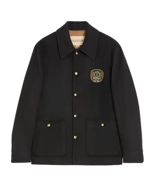 Valentino Garavani Wool And Cashmere Jacket With Embroidered Patch