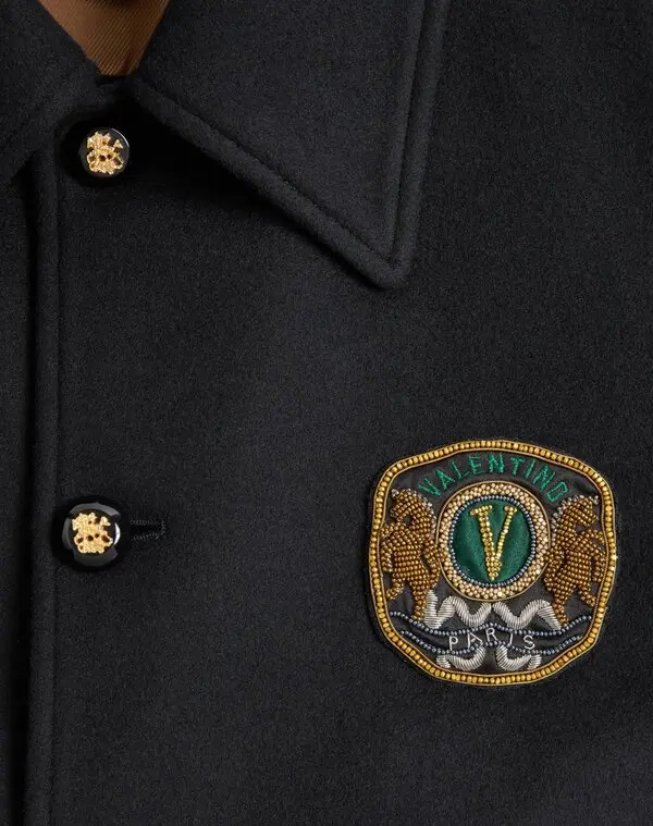 Valentino Garavani Wool And Cashmere Jacket With Embroidered Patch
