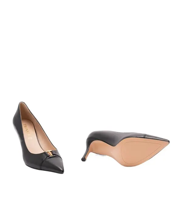 TWINSET Pointed Toe High Heel Pumps With Gold Hardware