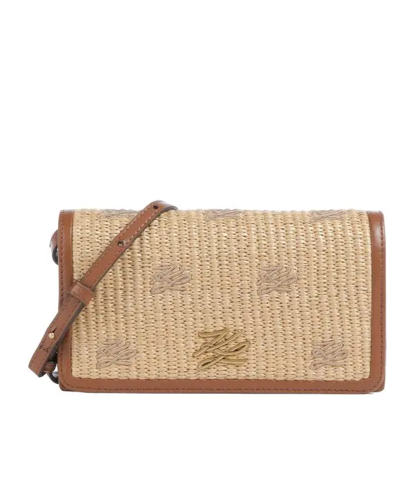 Karl Lagerfeld K/autograph Logo-embroidered Woven Crossbody Bag - Nude