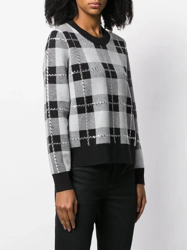 Michael Kors Plaid Round Neck Pullover
