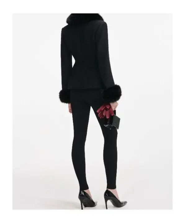 SELF-PORTRAIT Tailored Boucle Jacket With Faux Fur Trim