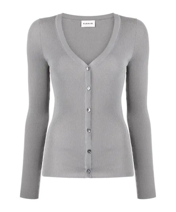 P.a.r.o.s.h Ribbed V-neck Cardigan With Front Button Closure