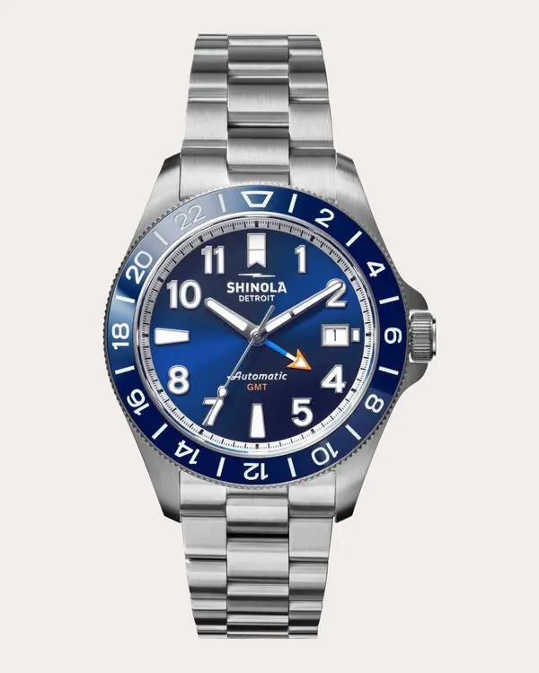 Shinola Automatic Gmt Watch With Stainless Steel Bracelet And Ceramic Bezel - Silver