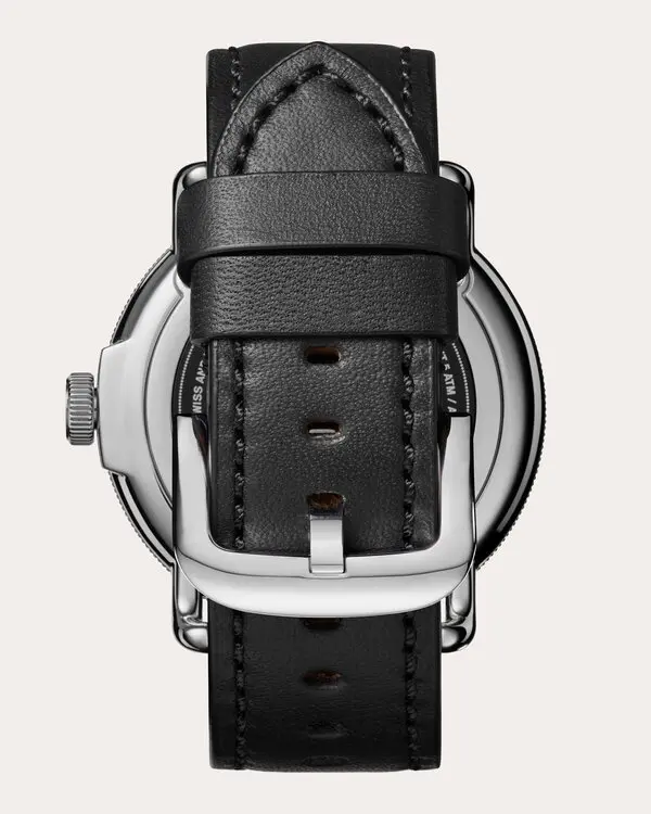 Shinola Canfield Stainless Steel And Leather Strap Watch
