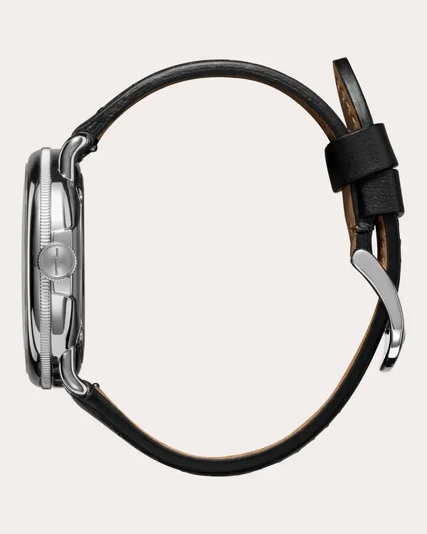 Shinola Canfield Stainless Steel And Leather Strap Watch
