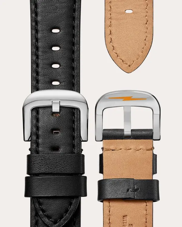 Shinola Canfield Stainless Steel And Leather Strap Watch