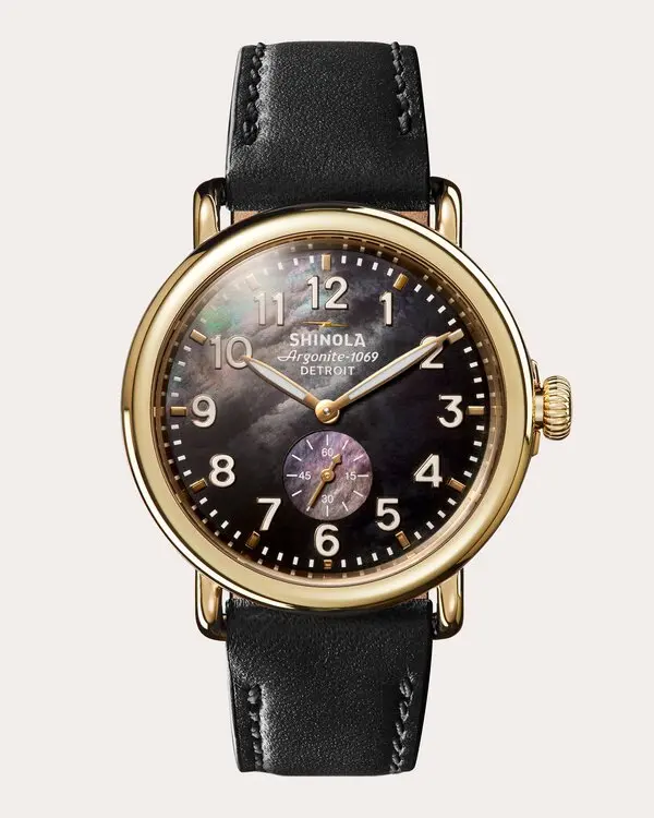 Shinola Runwell 41mm Sub-second Watch With Mother Of Pearl Dial - Black