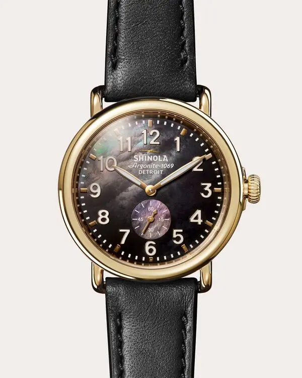 Shinola Runwell 41mm Mother Of Pearl Sub-second Watch - Black