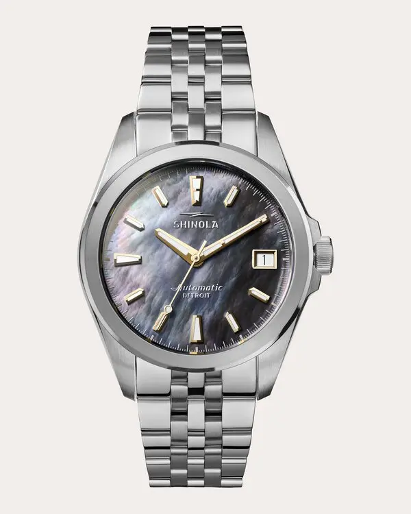 Shinola Automatic Watch With Mother Of Pearl Dial - Silver