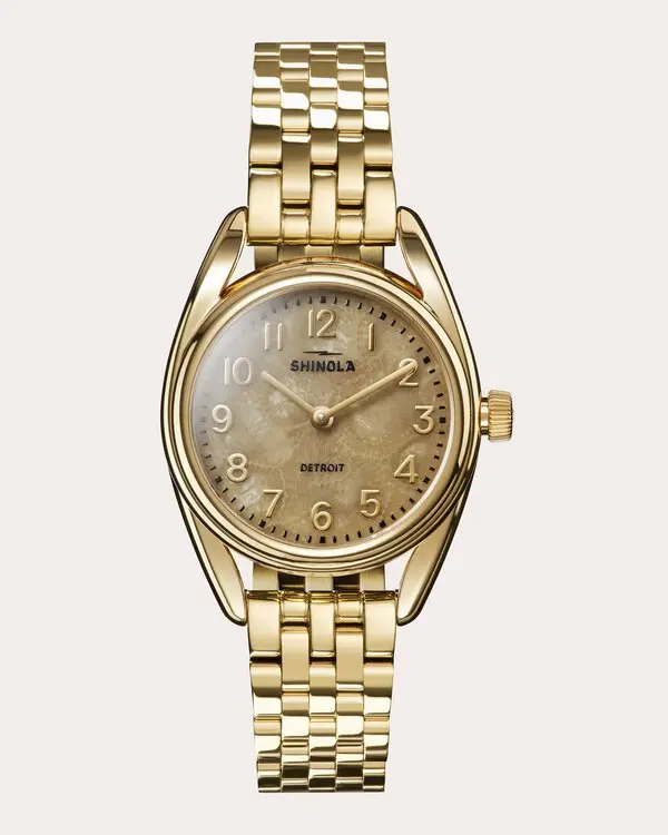 Shinola Petoskey Stone Derby 30mm Bracelet Watch - Gold