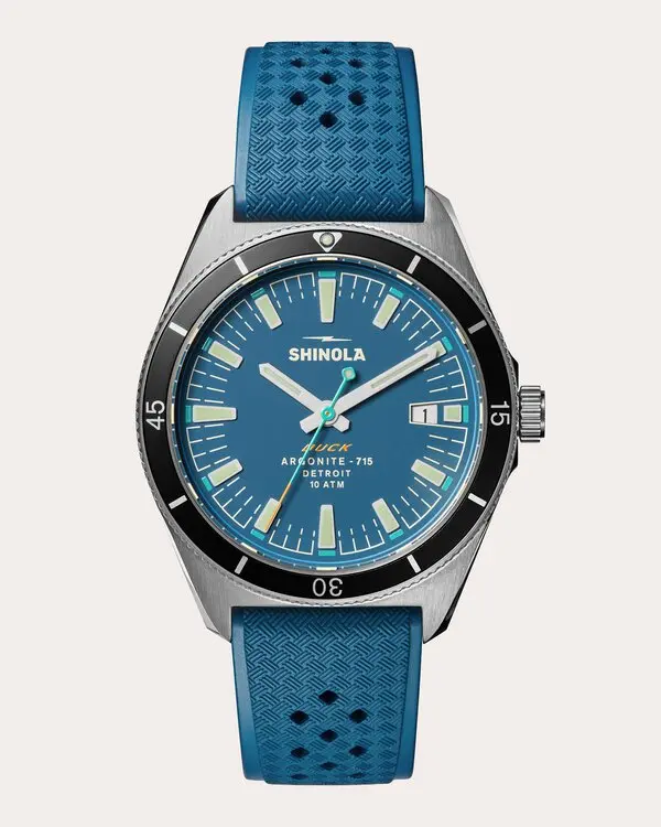 Shinola Duck 40mm Rubber Strap Watch - Blue