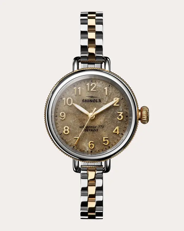 Shinola Petoskey Stone Birdy 34mm Two-tone Stainless Steel Watch - Gold