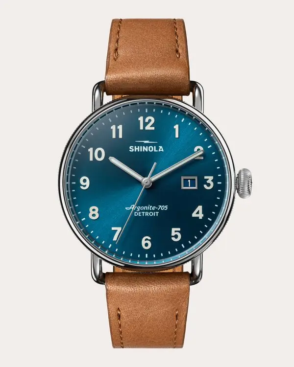 Shinola Canfield 38mm Leather Strap Watch - Blue