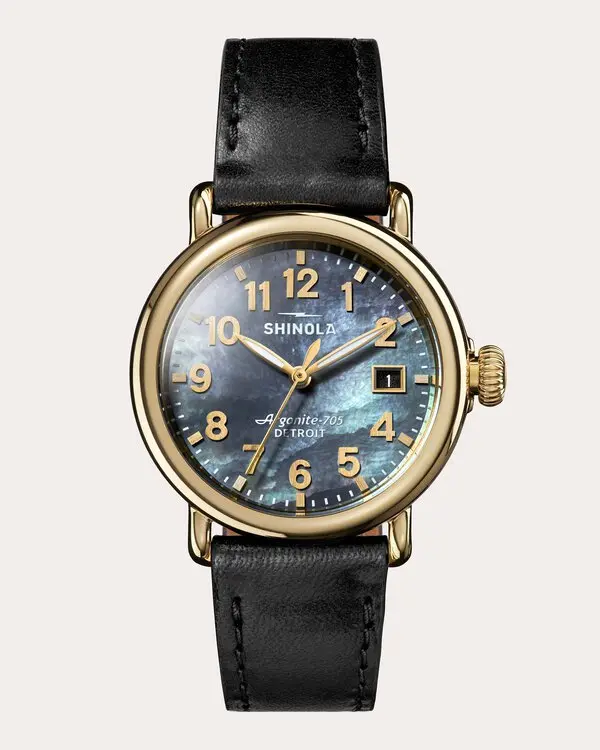 Shinola Runwell Leather-strap Watch - Black