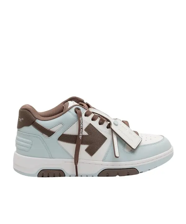 Off-White Round Toe Color-blocked Lace-up Sneakers