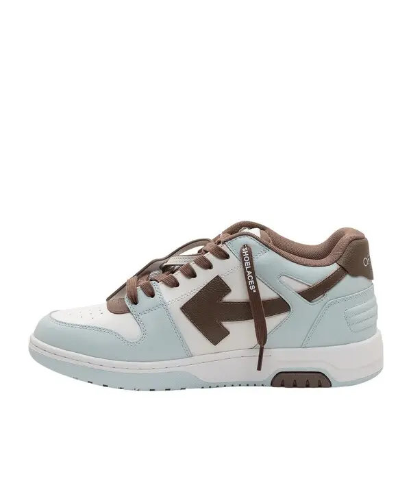 Off-White Round Toe Color-blocked Lace-up Sneakers