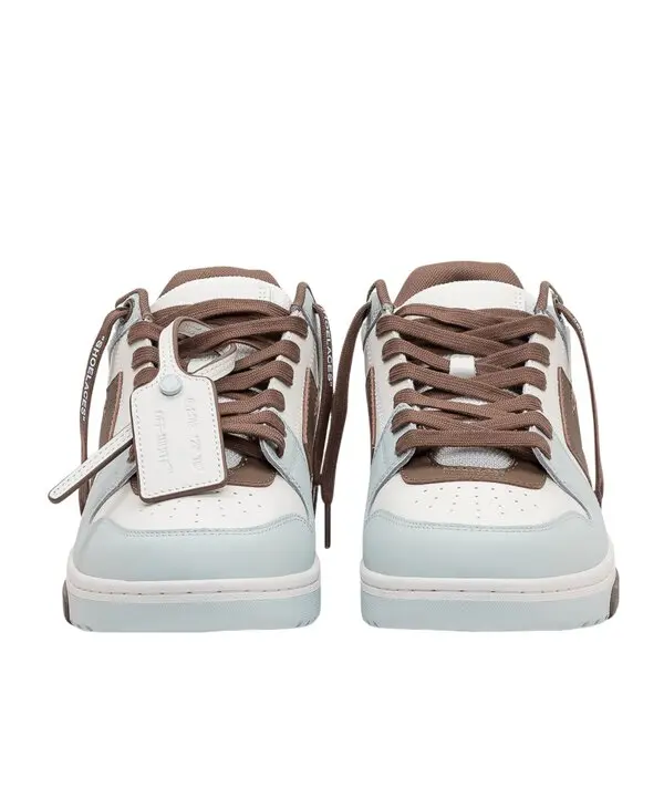 Off-White Round Toe Color-blocked Lace-up Sneakers