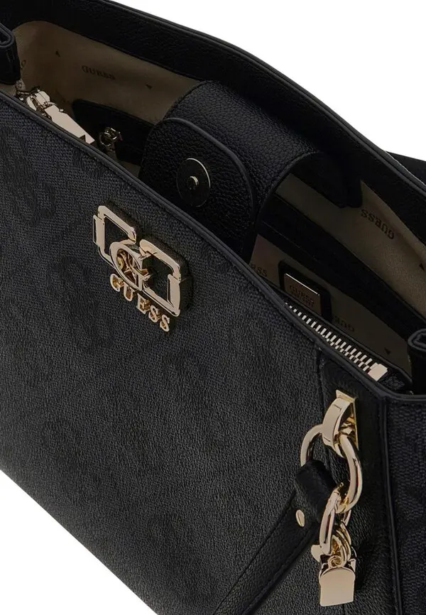 Guess Zippered Shoulder Bag With Gold-tone Details
